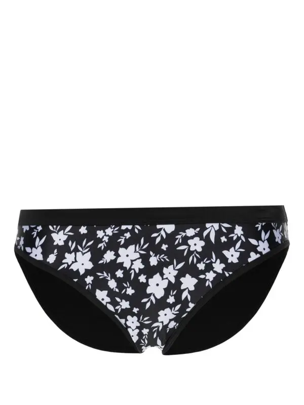 DUSKII Floral-print Bikini Bottom - Black
