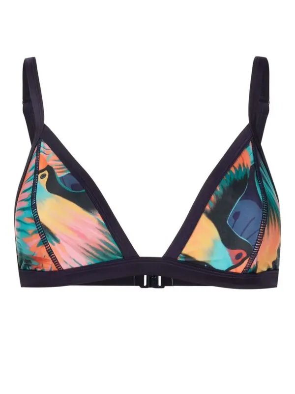 DUSKII Tropical-print Triangle Bikini Top - Multicolour