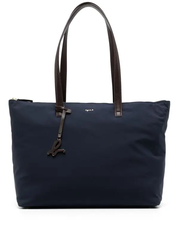 AGNÈS B. Leather-trim Tote With Logo Plaque
