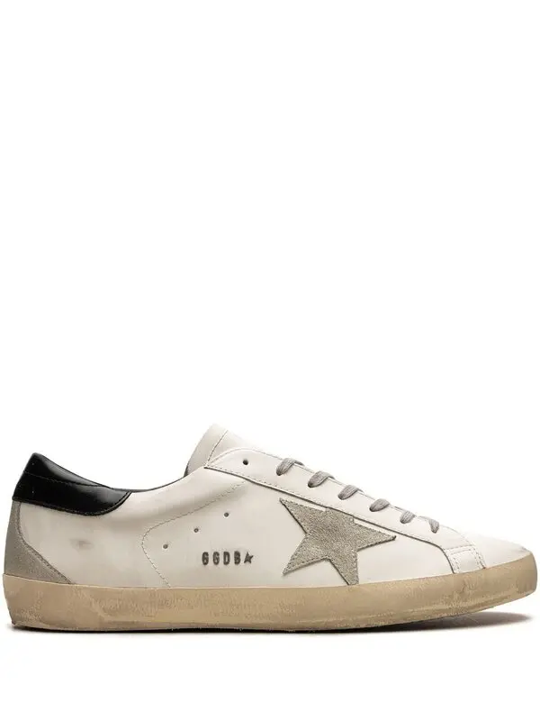 GOLDEN GOOSE Super-star Trainers With Suede Star And Metal Stud Lettering - White