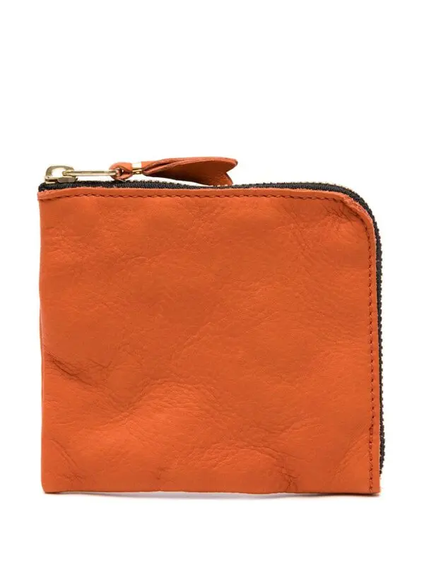 Comme Des Garçons Zip-up Leather Cardholder - Orange