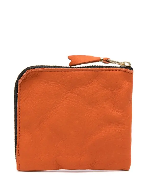 Comme Des Garçons Zip-up Leather Cardholder - Orange