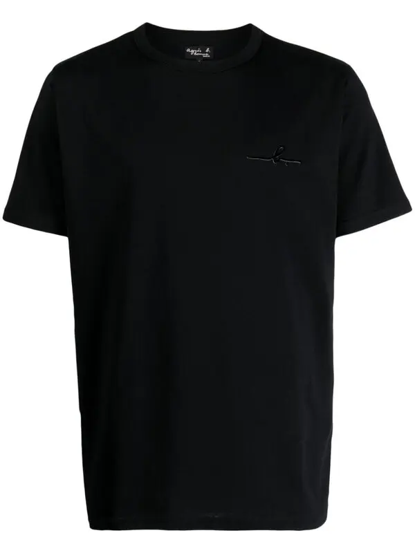 AGNES B. Logo-print Cotton T-shirt - Black