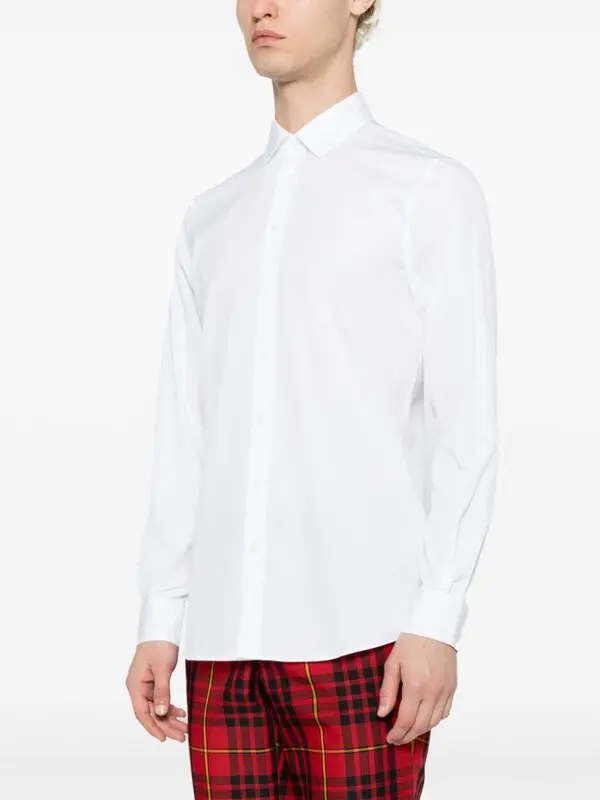 Moschino Logo-embroidered Long-sleeve Cotton Shirt