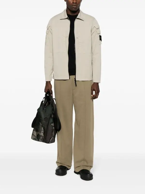 Stone Island Compass-patch Zip-up Shirt Jacket
