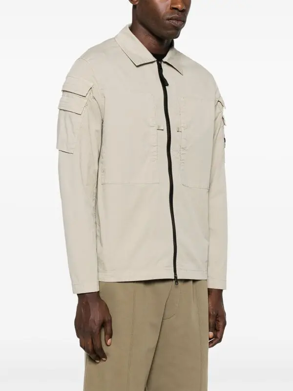 Stone Island Compass-patch Zip-up Shirt Jacket