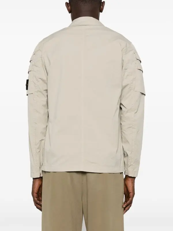 Stone Island Compass-patch Zip-up Shirt Jacket
