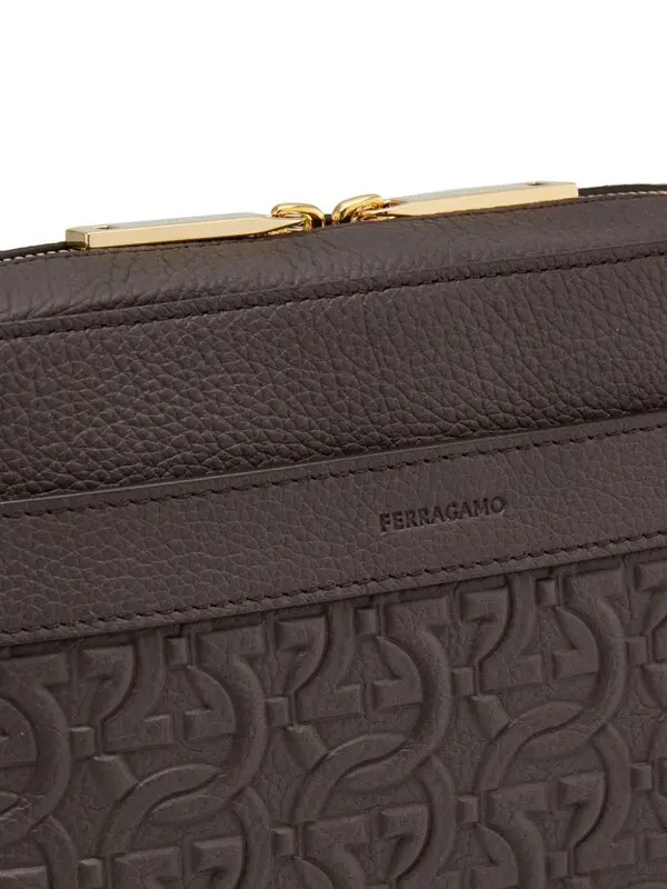 FERRAGAMO Gancini Pebbled-texture Shoulder Bag