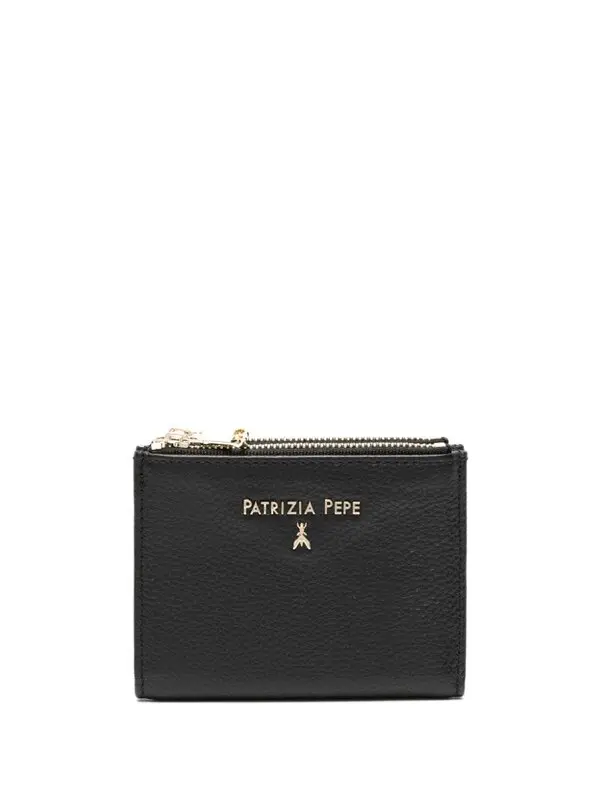 Patrizia Pepe Logo-lettering Leather Wallet - Black