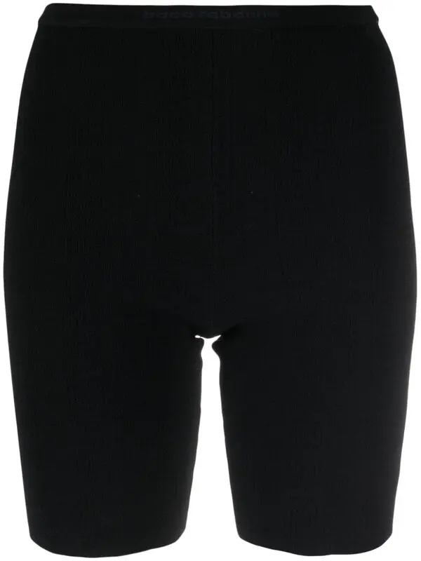 Rabanne Logo Waistband Track Shorts - Black