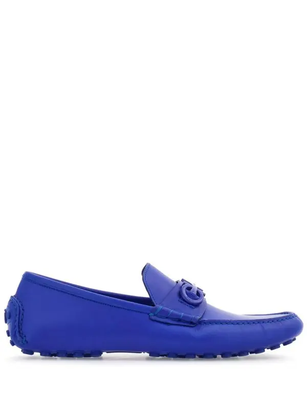 FERRAGAMO Gancini-plaque Leather Loafers