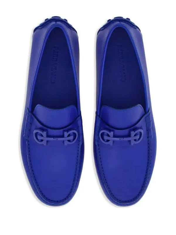 FERRAGAMO Gancini-plaque Leather Loafers