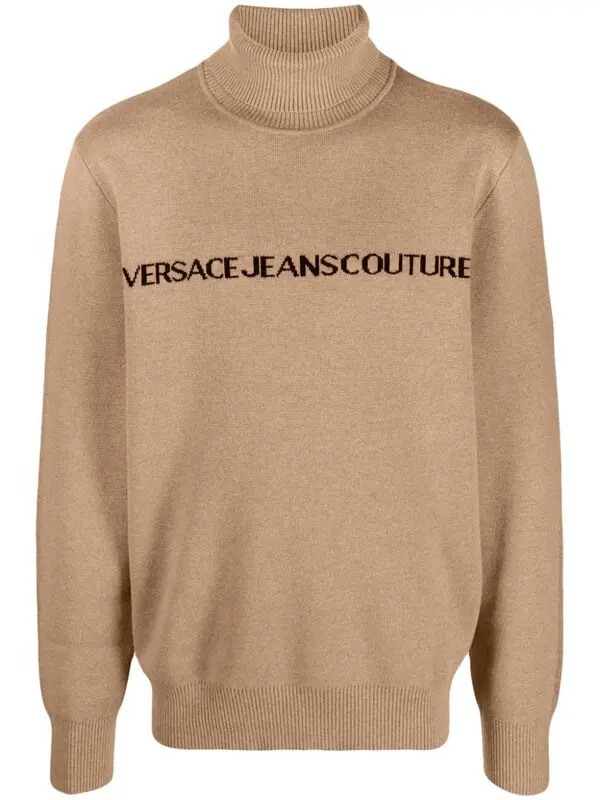 Versace Logo Intarsia Jumper - Neutrals