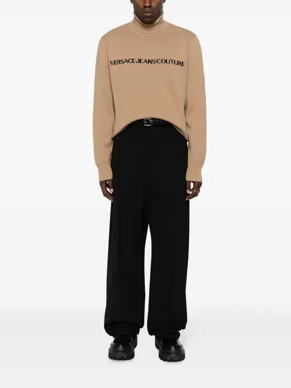 Versace Logo Intarsia Jumper - Neutrals