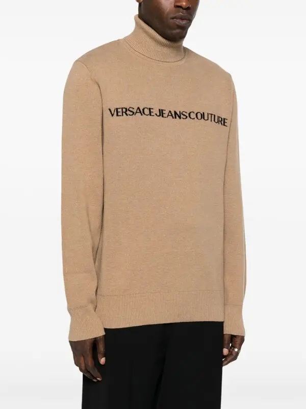 Versace Logo Intarsia Jumper - Neutrals