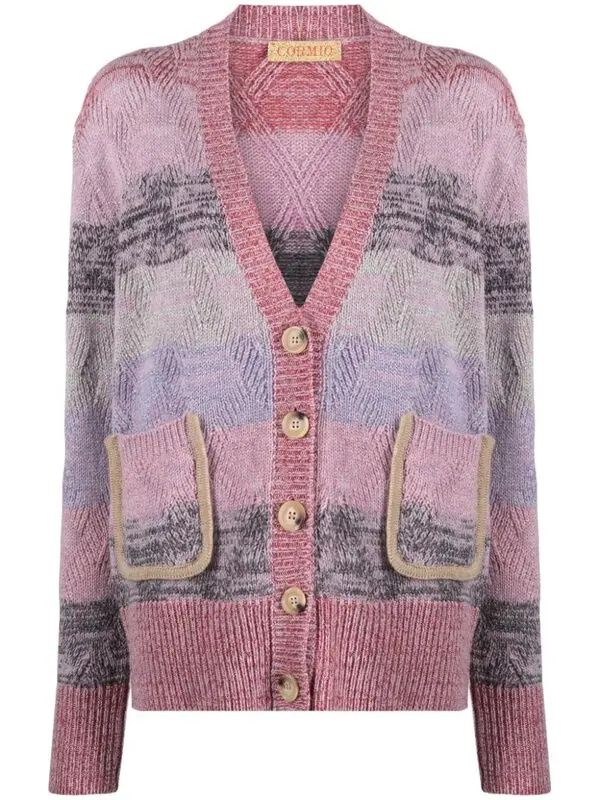CORMIO Renato Striped Cardigan - Pink