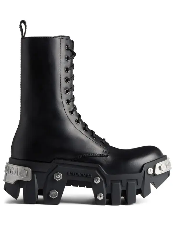 Balenciaga Bulldozer Platform Lace-up Boots - Black