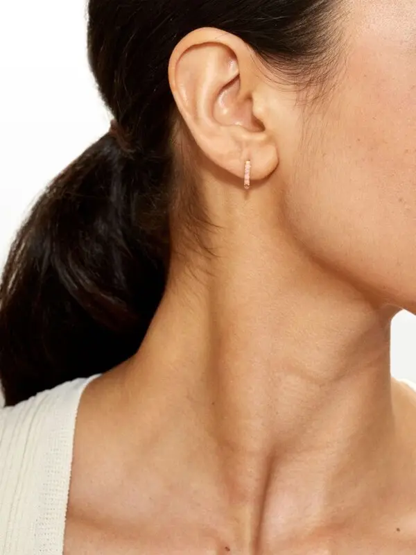WE BY WHITEBIRD 18kt Yellow Ismène Pink Opal Hoop Earring