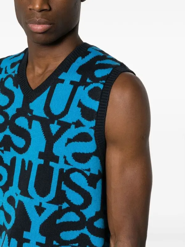 StÜssy Intarsia-knit Logo V-neck Vest