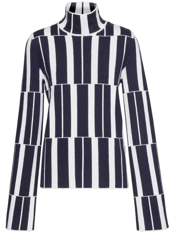 FERRAGAMO Stripe-pattern Cashmere Jumper - Blue
