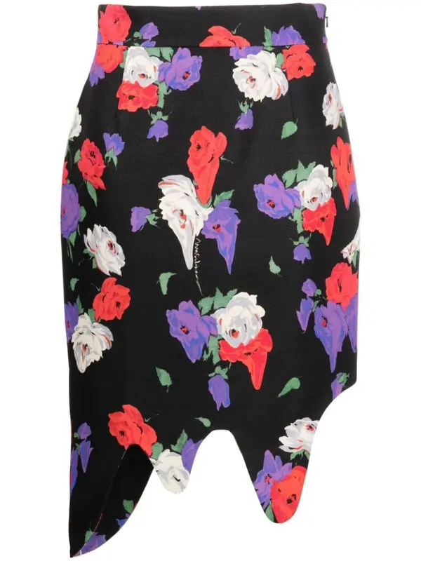 Moschino Floral-print Asymmetric Midi Skirt