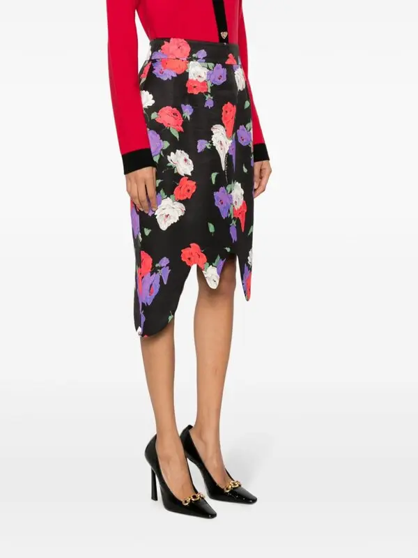 Moschino Floral-print Asymmetric Midi Skirt