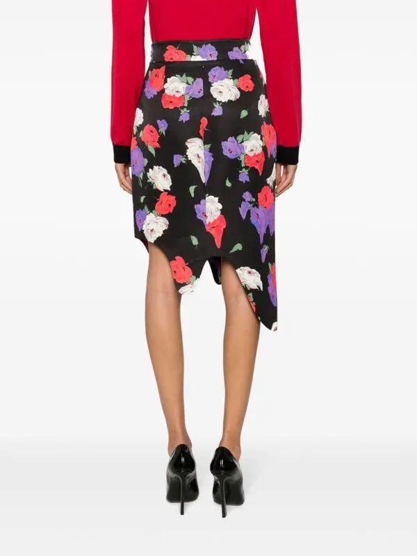 Moschino Floral-print Asymmetric Midi Skirt