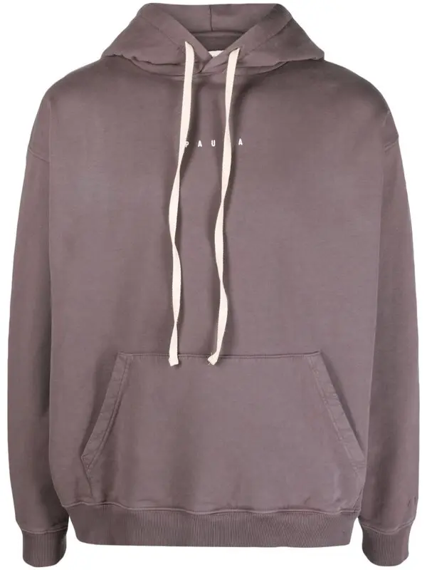 PAURA Logo-embroidered Cotton Hoodie - Purple