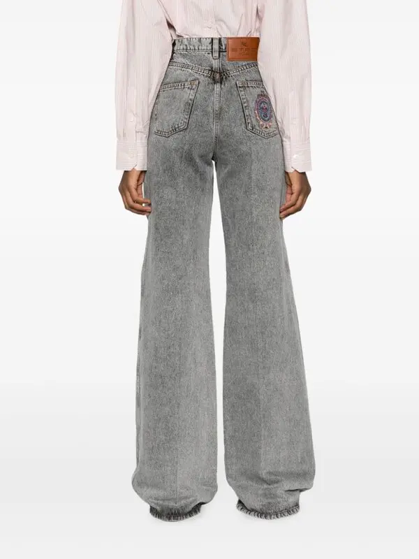 Etro Embroidered Flared Jeans - Grey