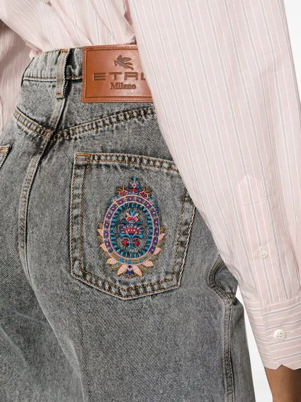 Etro Embroidered Flared Jeans - Grey