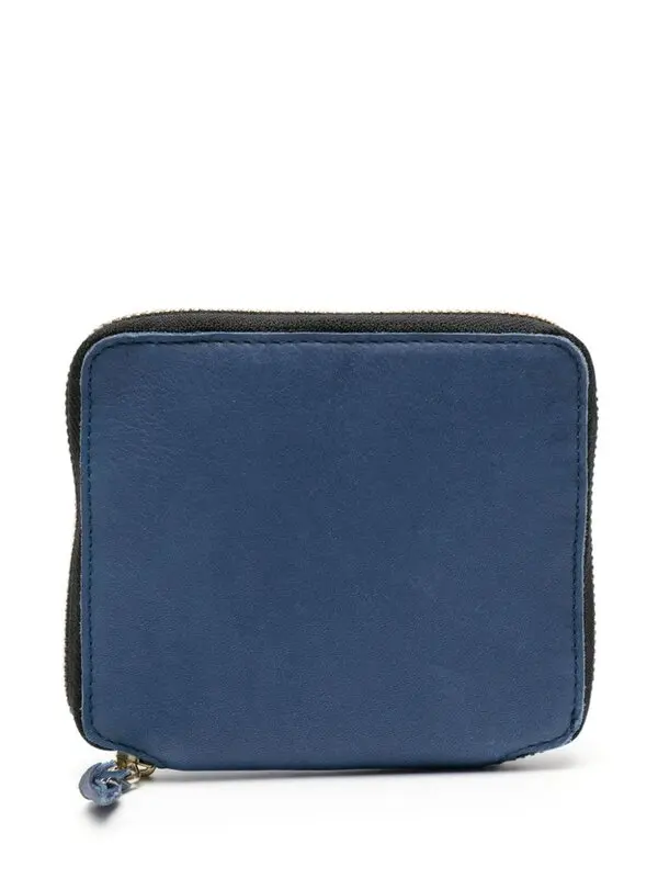 Comme Des Garçons Washed Leather Zip-up Wallet - Blue