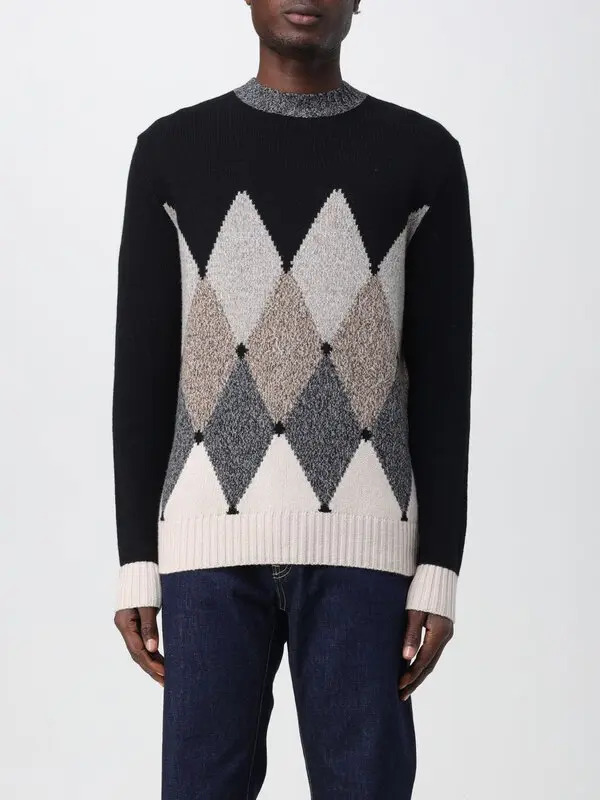 BALLANTYNE Argyle Pullover Sweater - Black
