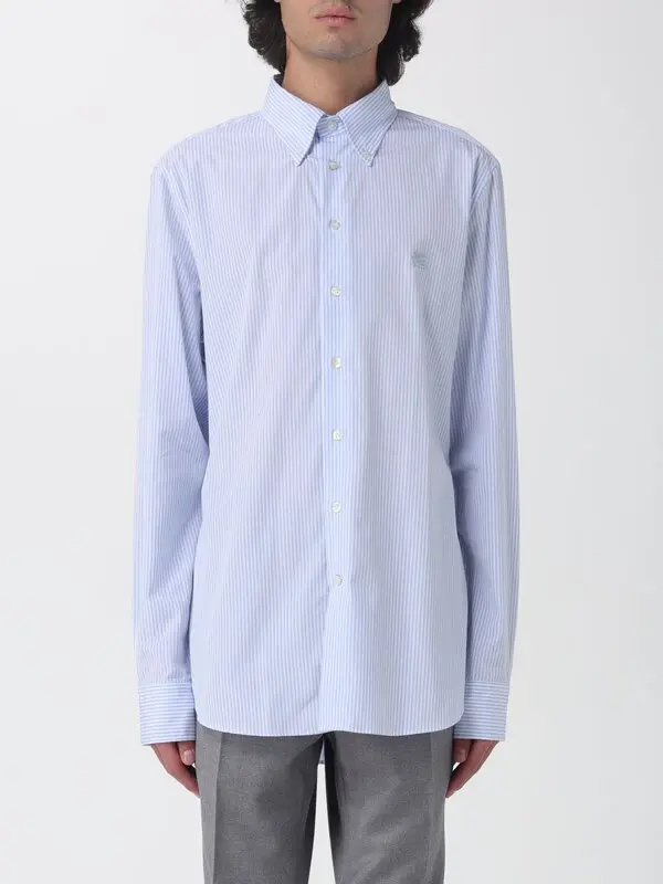 Etro Shirt In Striped Cotton - Gnawed Blue