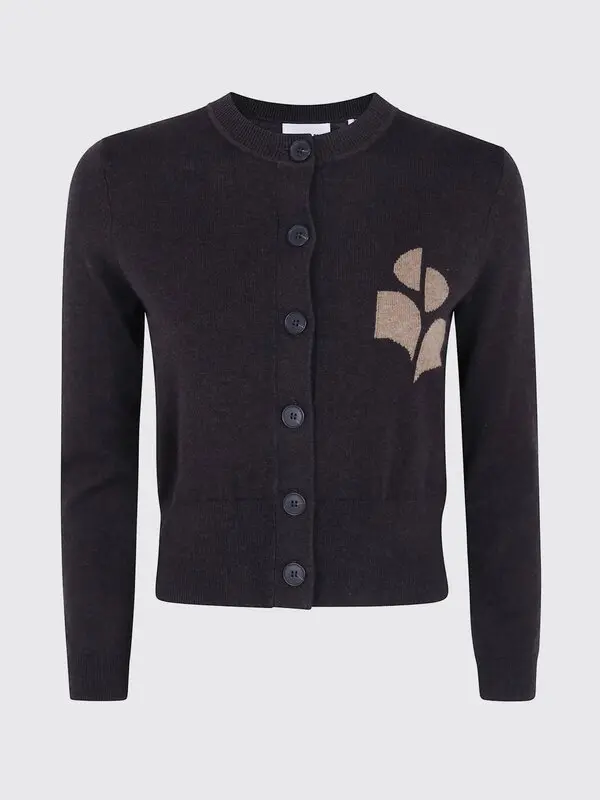 Isabel Marant Étoile Wool And Cotton Blend Cardigan With Flocked Logo - Brown