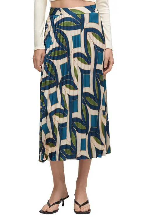 Mango Pleated Printed Midi Skirt