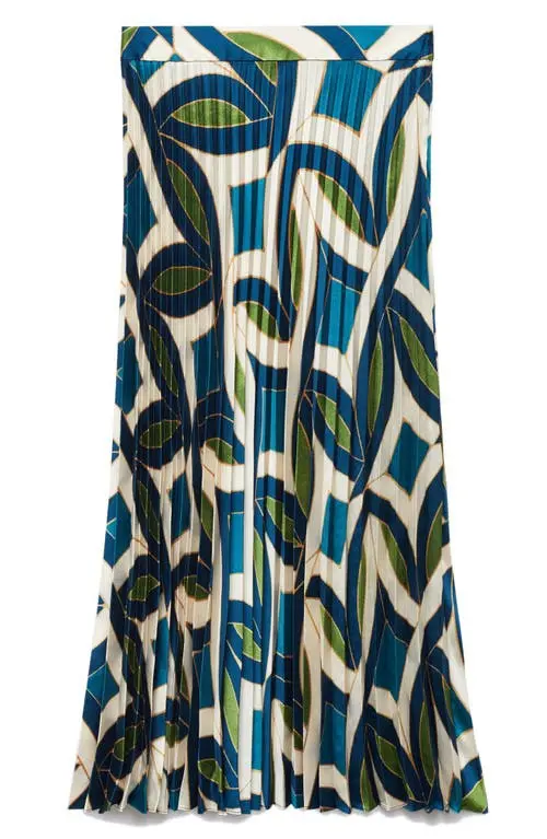 Mango Pleated Printed Midi Skirt