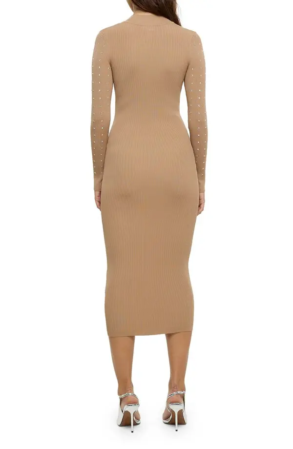 RIVER ISLAND Heatseal Long Sleeve Knit Midi Dress
