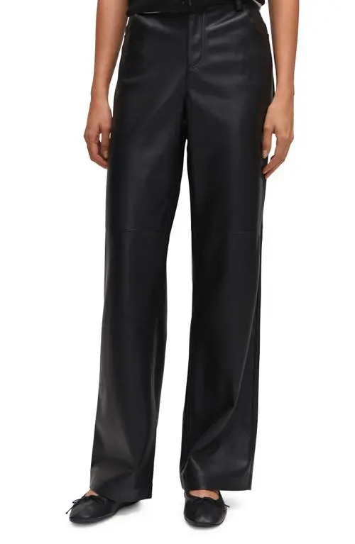 Mango High Waist Straight Leg Faux Leather Pants