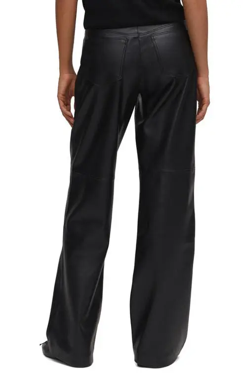 Mango High Waist Straight Leg Faux Leather Pants