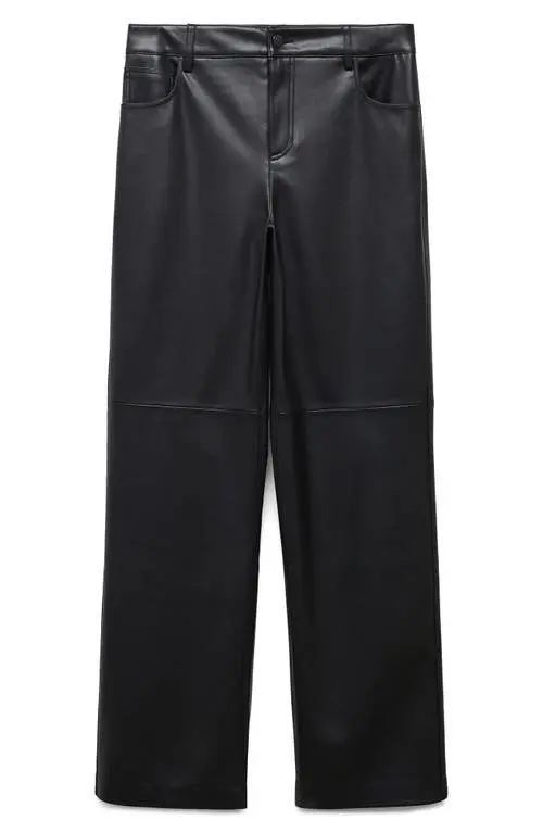 Mango High Waist Straight Leg Faux Leather Pants