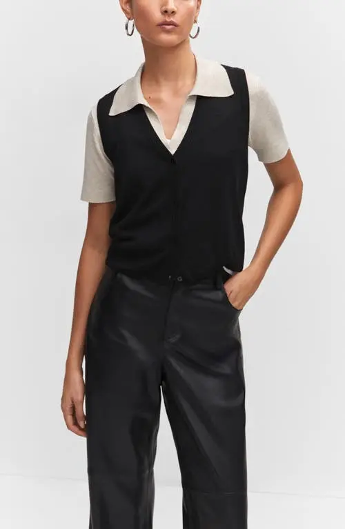 Mango High Waist Straight Leg Faux Leather Pants