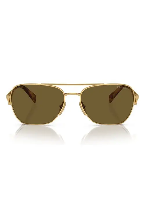 Prada 59mm Aviator Sunglasses - Gold