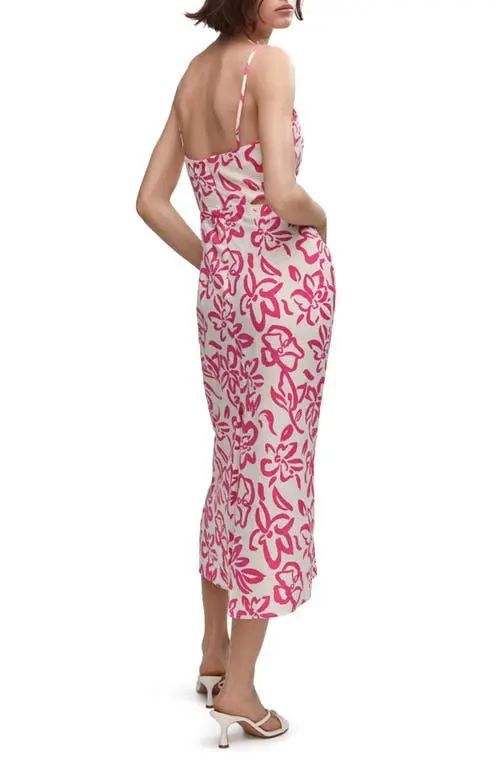mango pink linen dress Linen-blend midi dress - Women