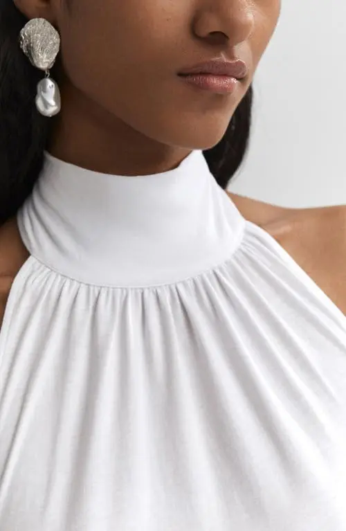 Mango Open Back Halter Maxi Dress In White - 30% Off | Editorialist