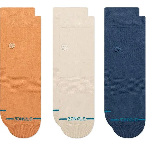 Stance Icon 3-pack Quarter Crew Socks - Mango