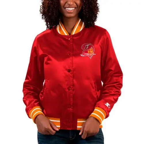 STARTER Tampa Bay Buccaneers Full Count Satin Full-snap Varsity Jacket - Red