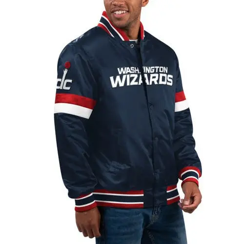STARTER Washington Wizards Home Game Satin Full-snap Varsity Jacket