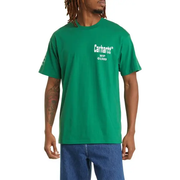 Carhartt Work In Progress Home Organic Cotton Graphic T-shirt - Aspen Green/white