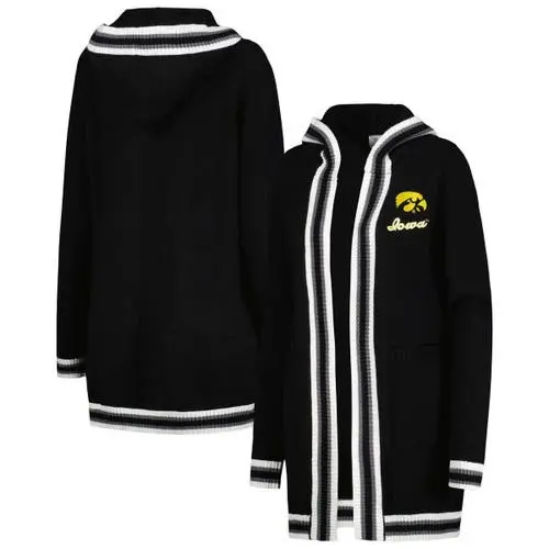 GAMEDAY COUTURE Iowa Hawkeyes Striped Hooded Cardigan Sweater