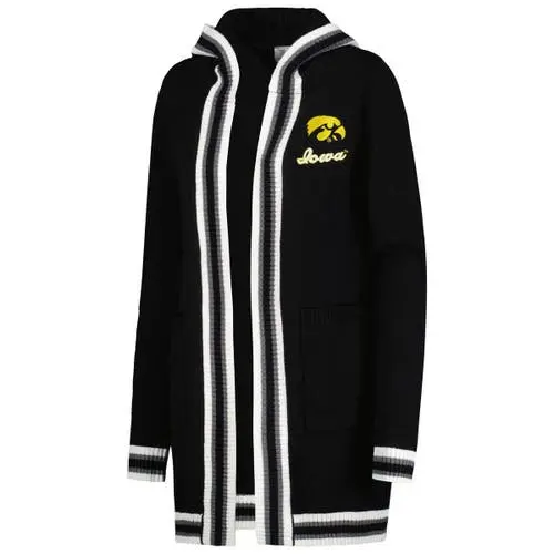 GAMEDAY COUTURE Iowa Hawkeyes Striped Hooded Cardigan Sweater